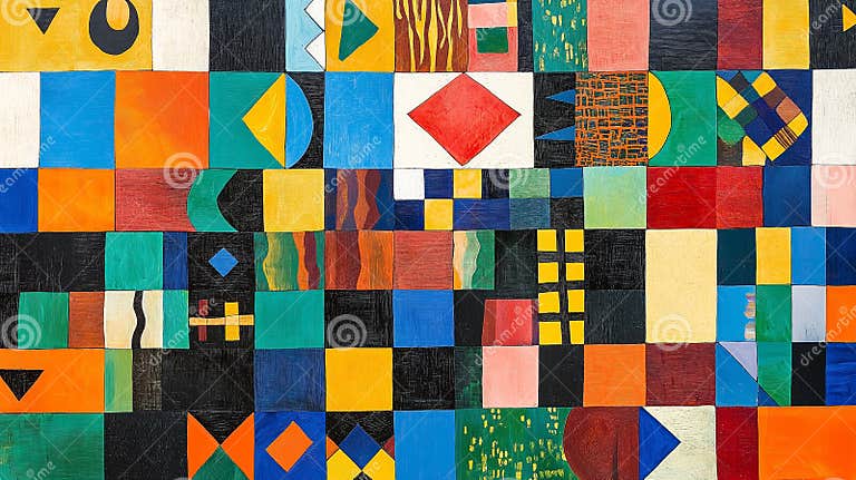 Colorful Abstract Patchwork of Geometric and Textural Patterns Stock ...