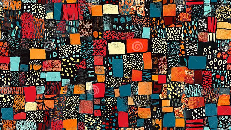 Colorful Abstract Patchwork of Geometric and Textural Patterns Stock ...