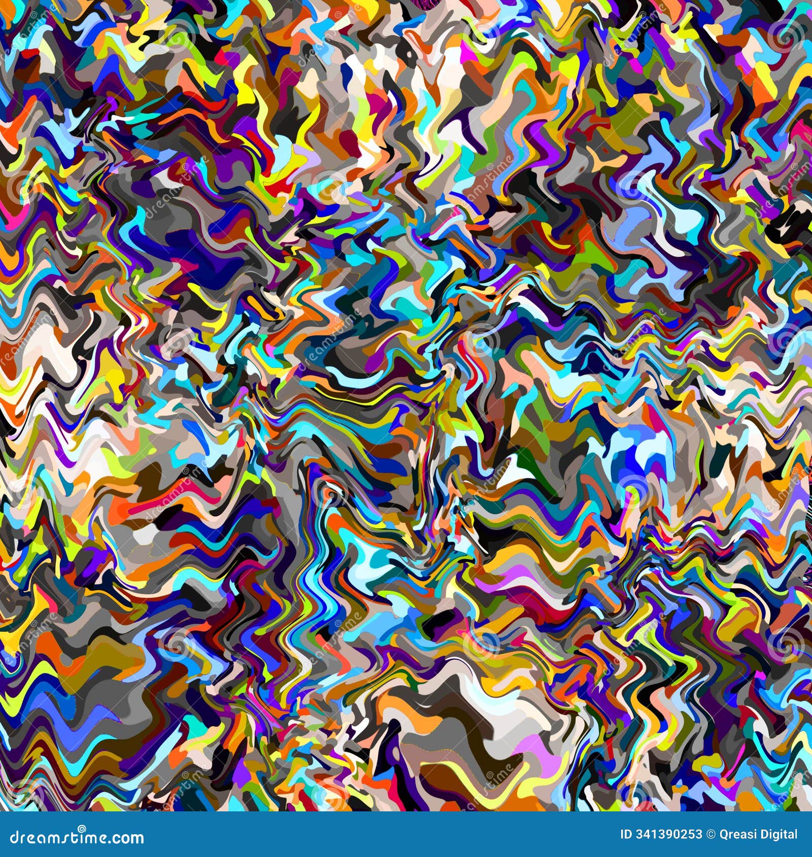 Digital Abstract Wave Fabric Motive Stock Illustration - Illustration ...