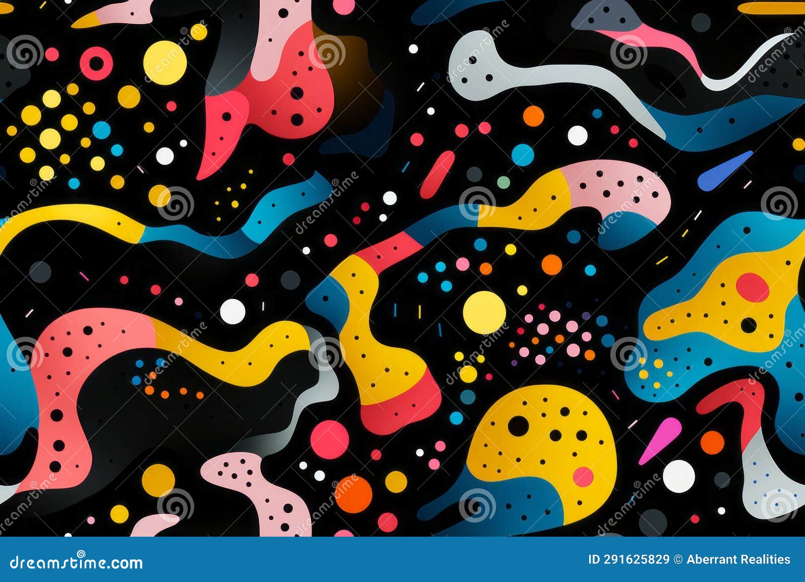 Colorful Abstract Pattern with Dots and Shapes on a Black Background ...