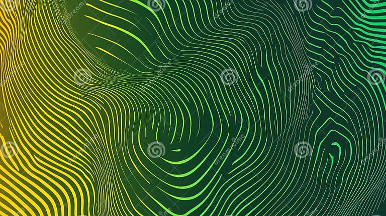 Colorful Abstract Pattern of Wavy Lines in Green and Yellow, Creating a ...