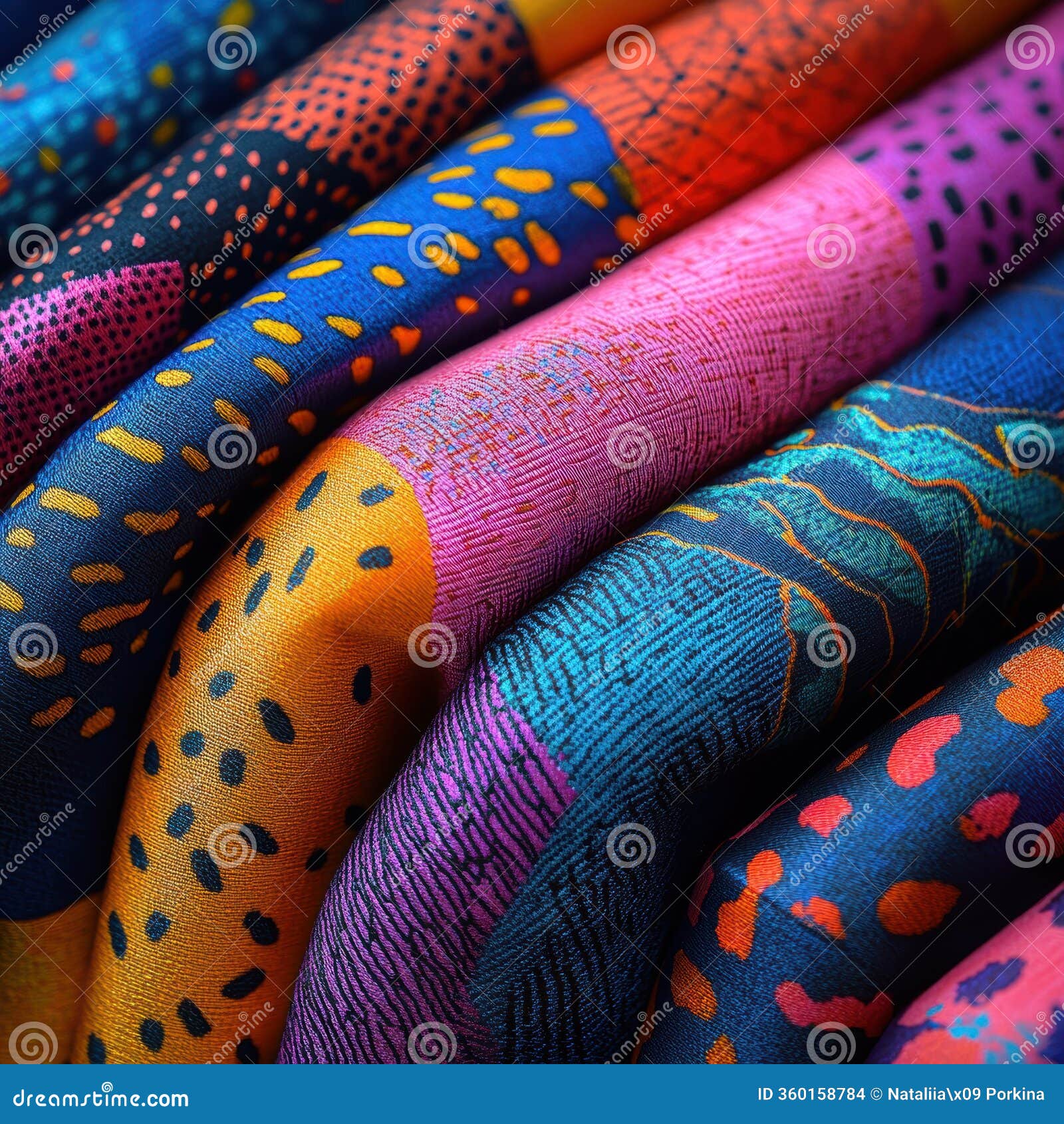 Colorful Abstract Patterned Fabric with Vibrant Textures and Designs ...