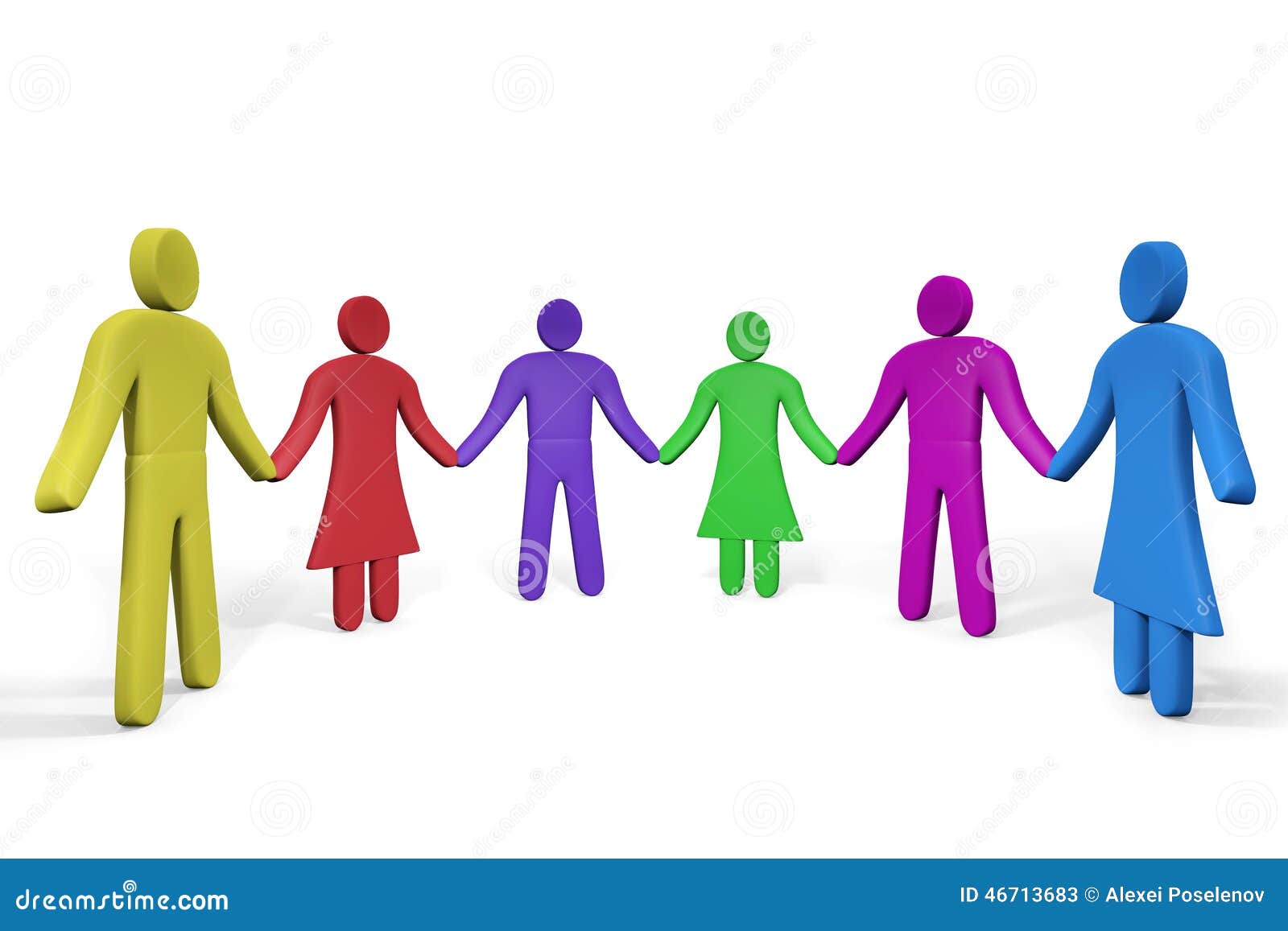 Colorful Abstract People Standing Hand in Hand Stock Illustration ...
