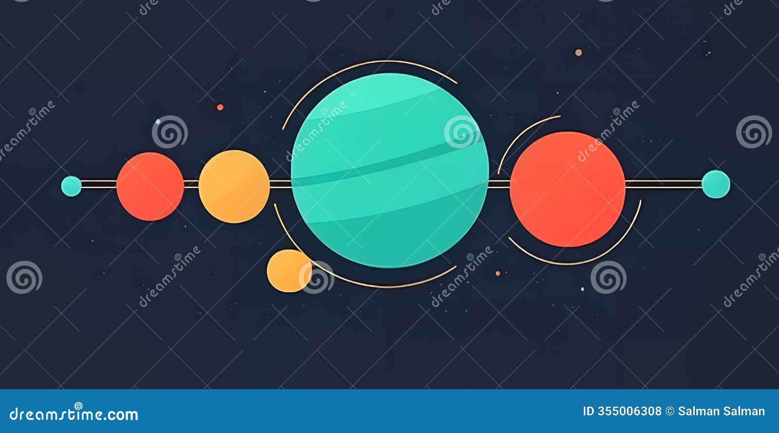 Colorful Abstract Planetary System Illustration Space Planets Orbits ...