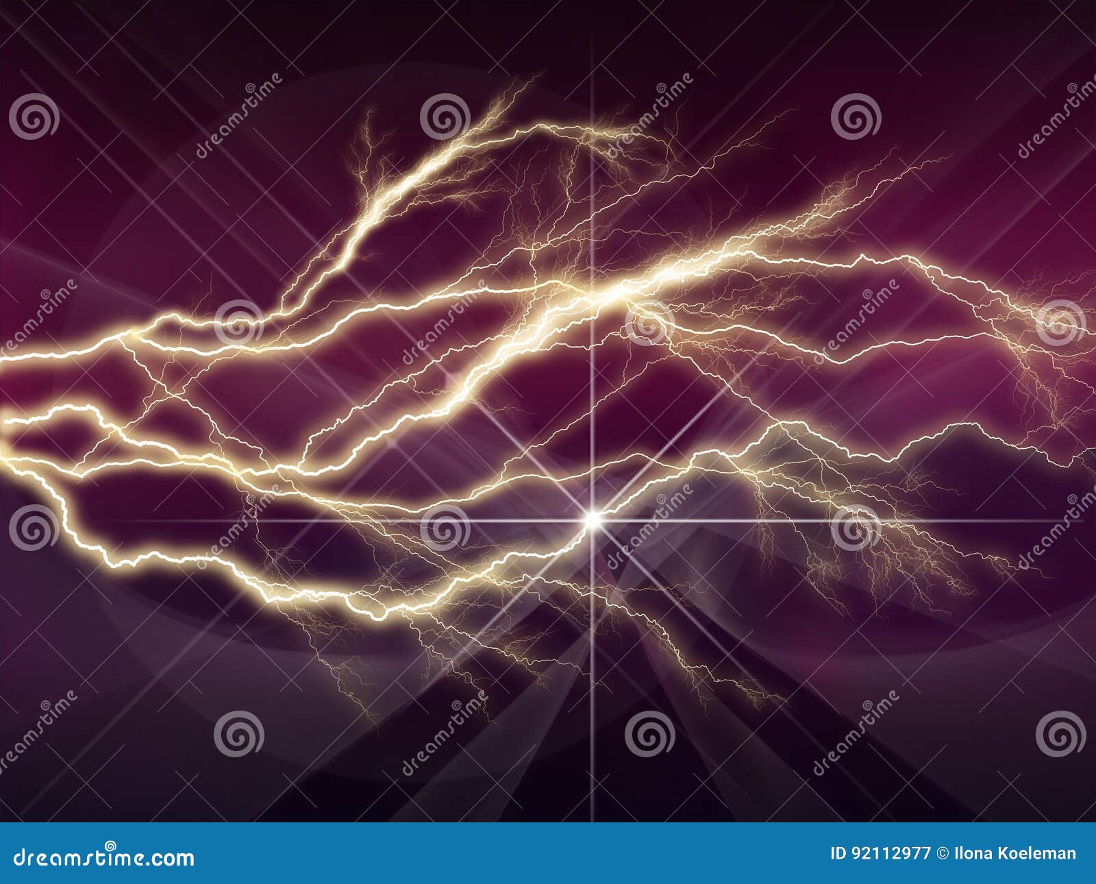 Colorful Abstract Psychedelic Lightning with Deep Purple Sky Stock ...