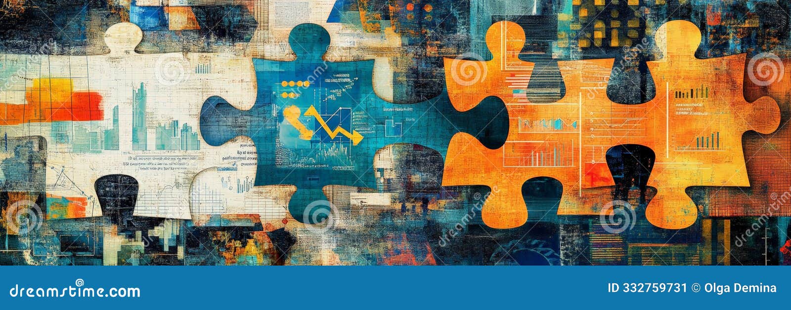 Colorful Abstract Puzzle with Business Charts and Data Elements ...