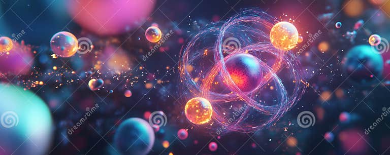 Colorful Abstract Representation of Atomic Structure with Glowing ...