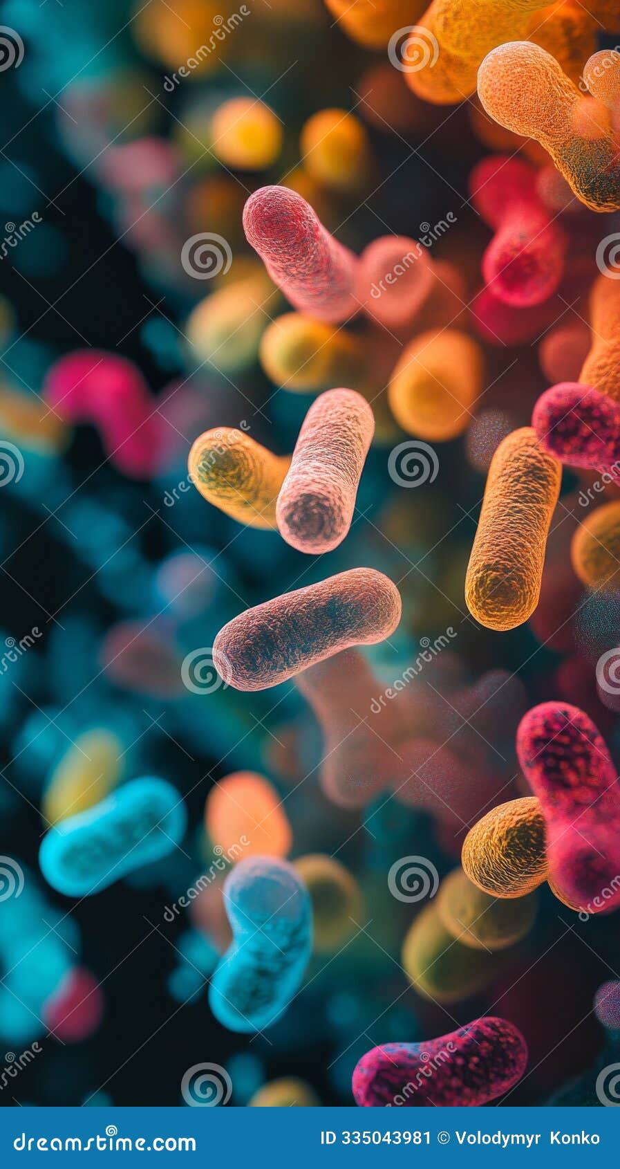 Colorful Abstract Representation of Bacteria, Close-up. Microbiology ...