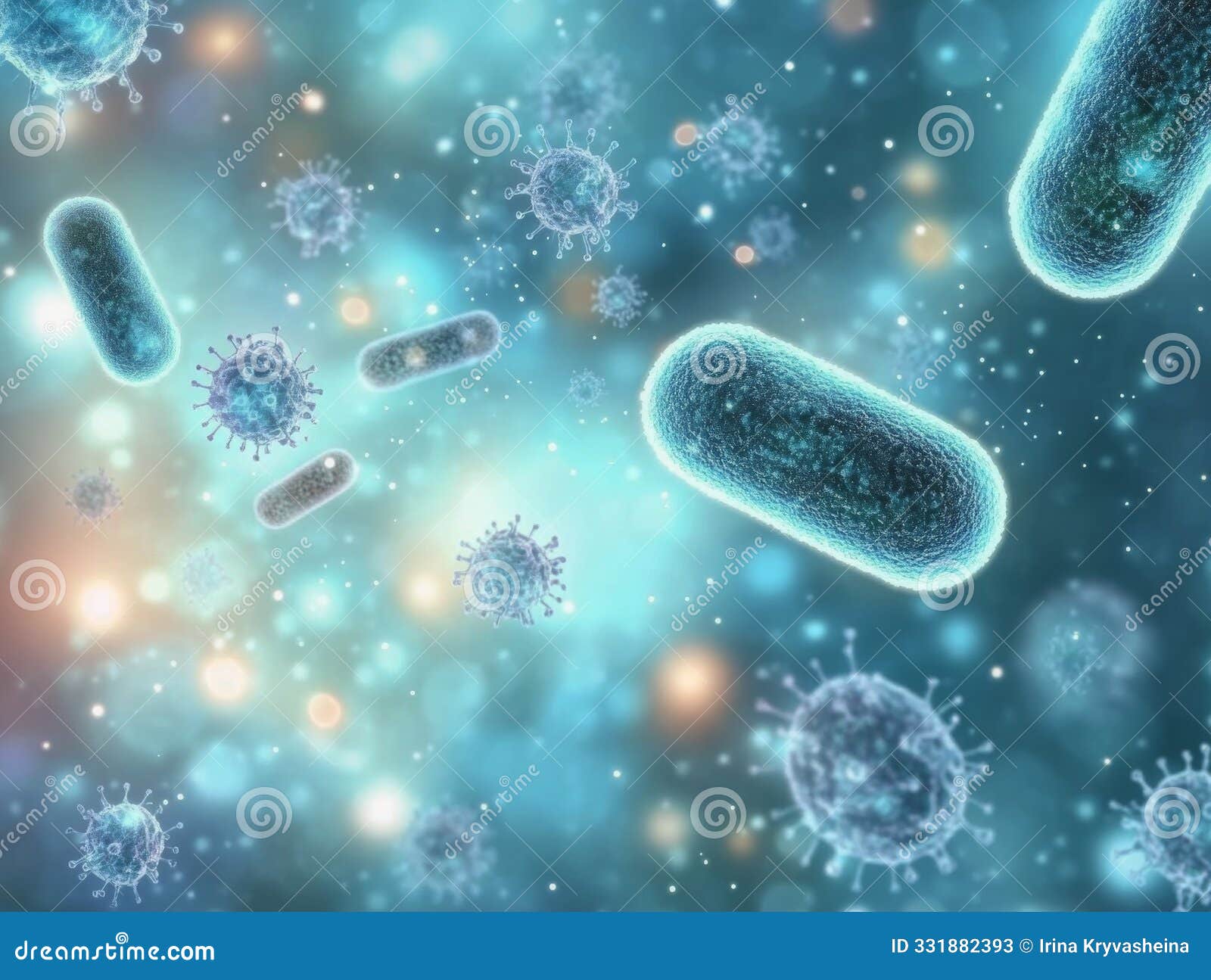Colorful Abstract Representation of Cells and Microorganisms in a ...