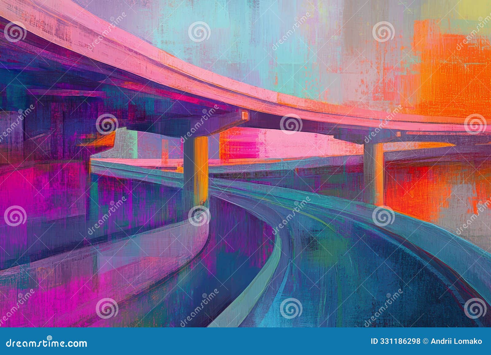 Colorful Abstract Representation of a Modern Highway Intersection Stock ...