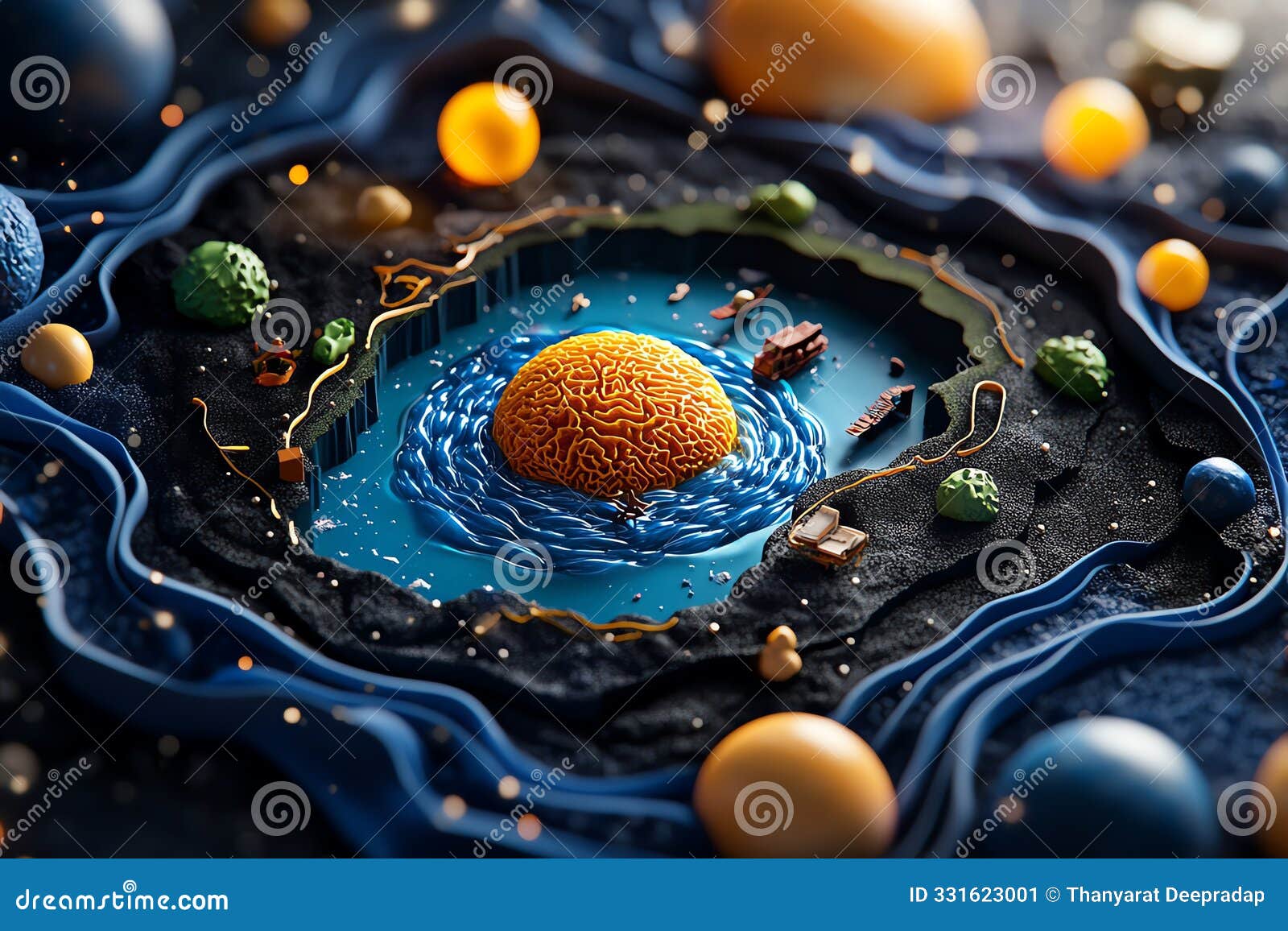 Colorful Abstract Representation of a Nucleus, Featuring Vibrant ...