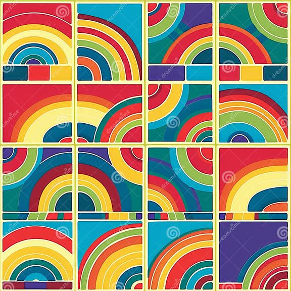 Colorful Abstract Retro Rainbow Tile Pattern Background Stock Photo ...