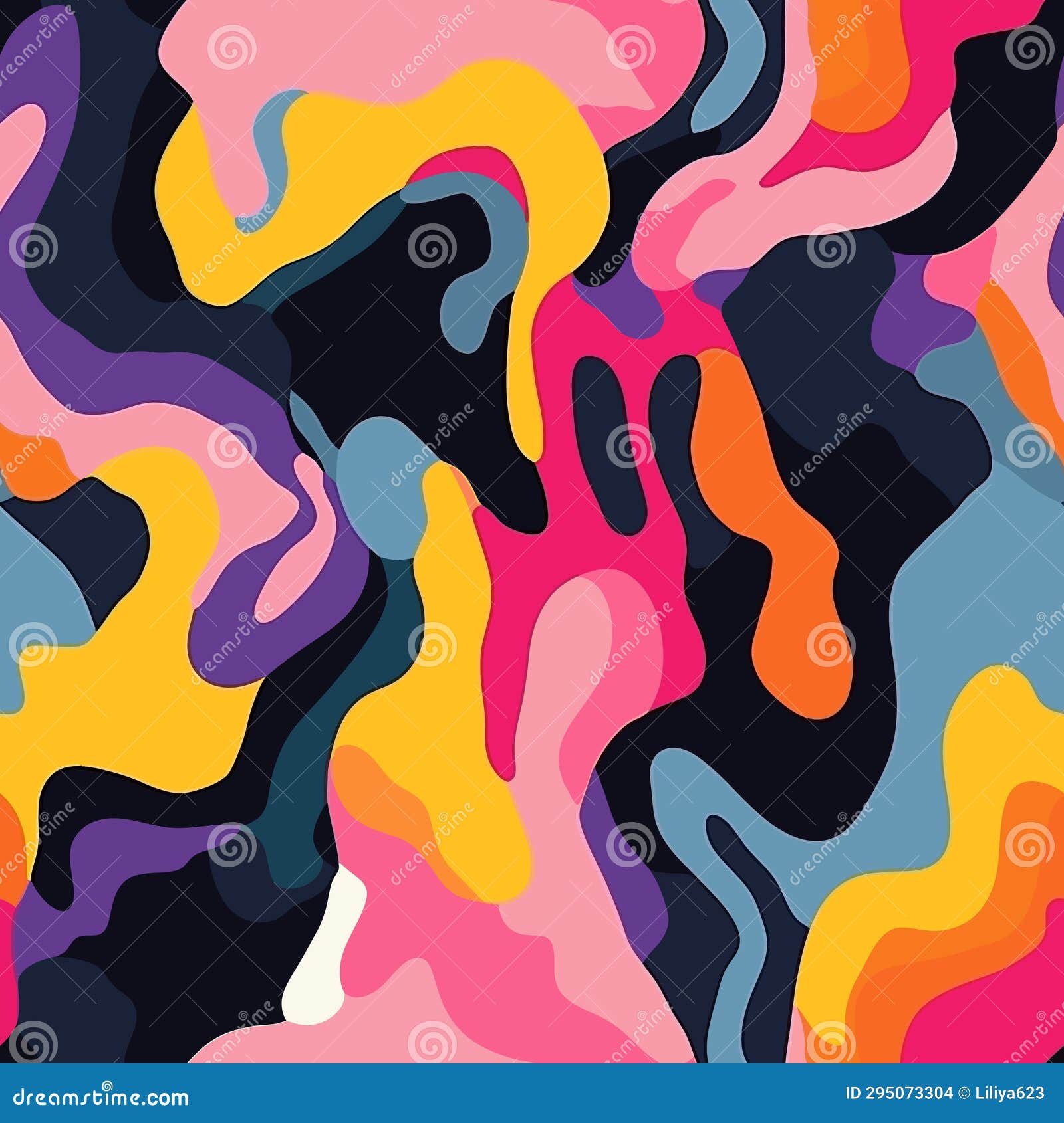 A Colorful Abstract Seamless Pattern on a Black Background Stock ...