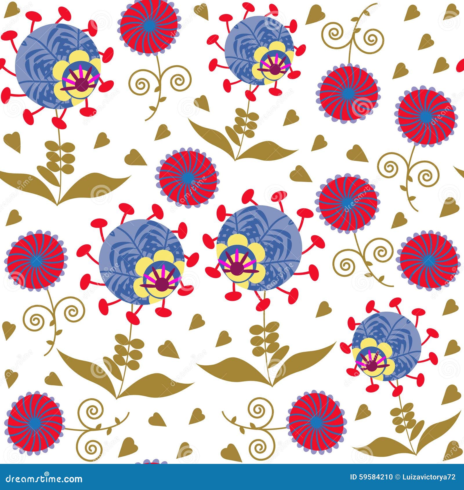 Colorful Abstract Seamless Pattern with Odd Flowers and Seamless Stock ...
