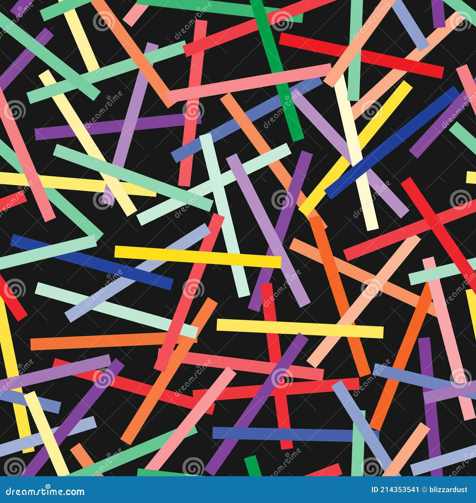 Colorful Abstract Seamless Stick Pattern on Black Background Stock ...