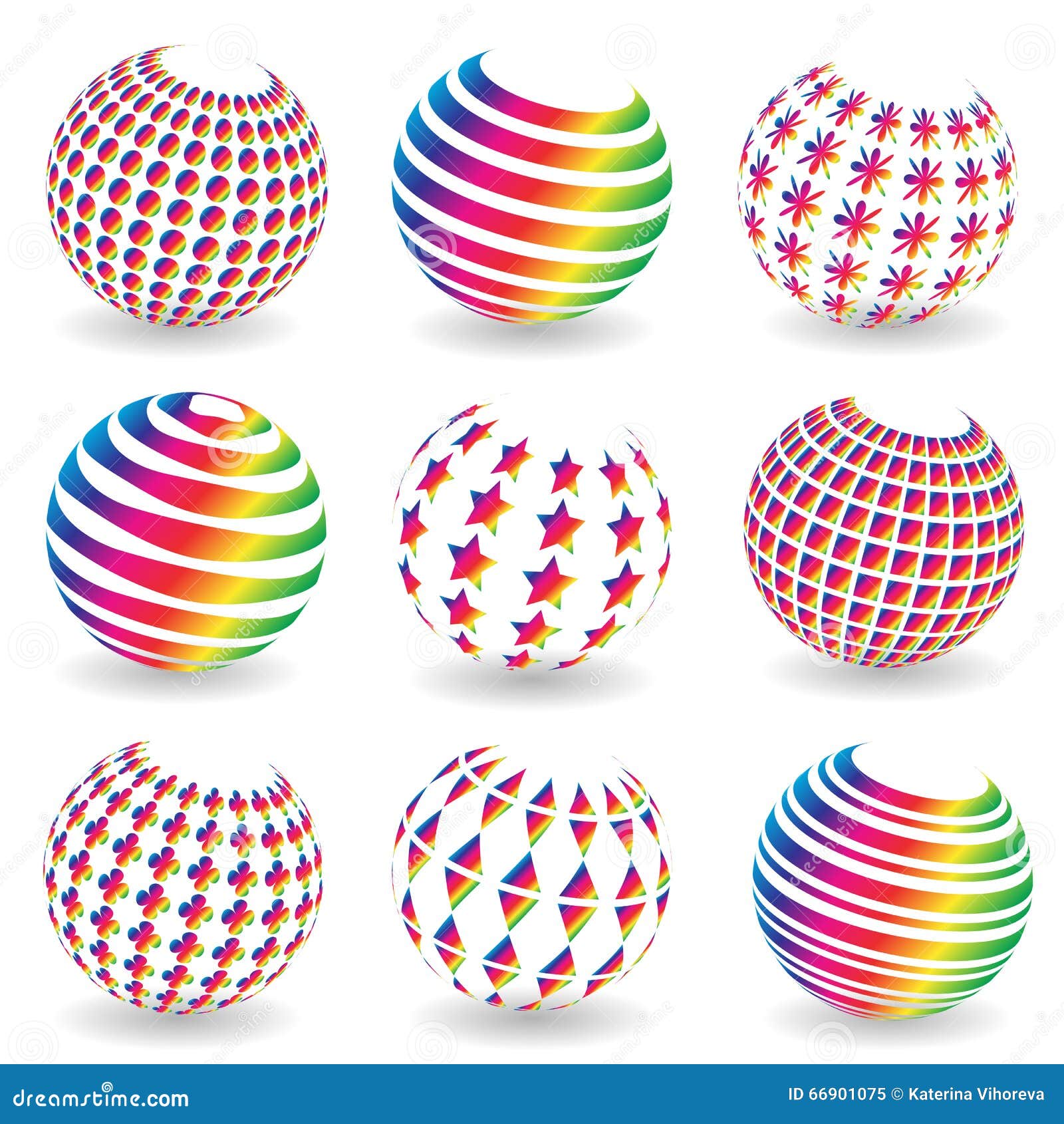 Colorful Abstract Set of Balls. Stock Vector - Illustration of line ...