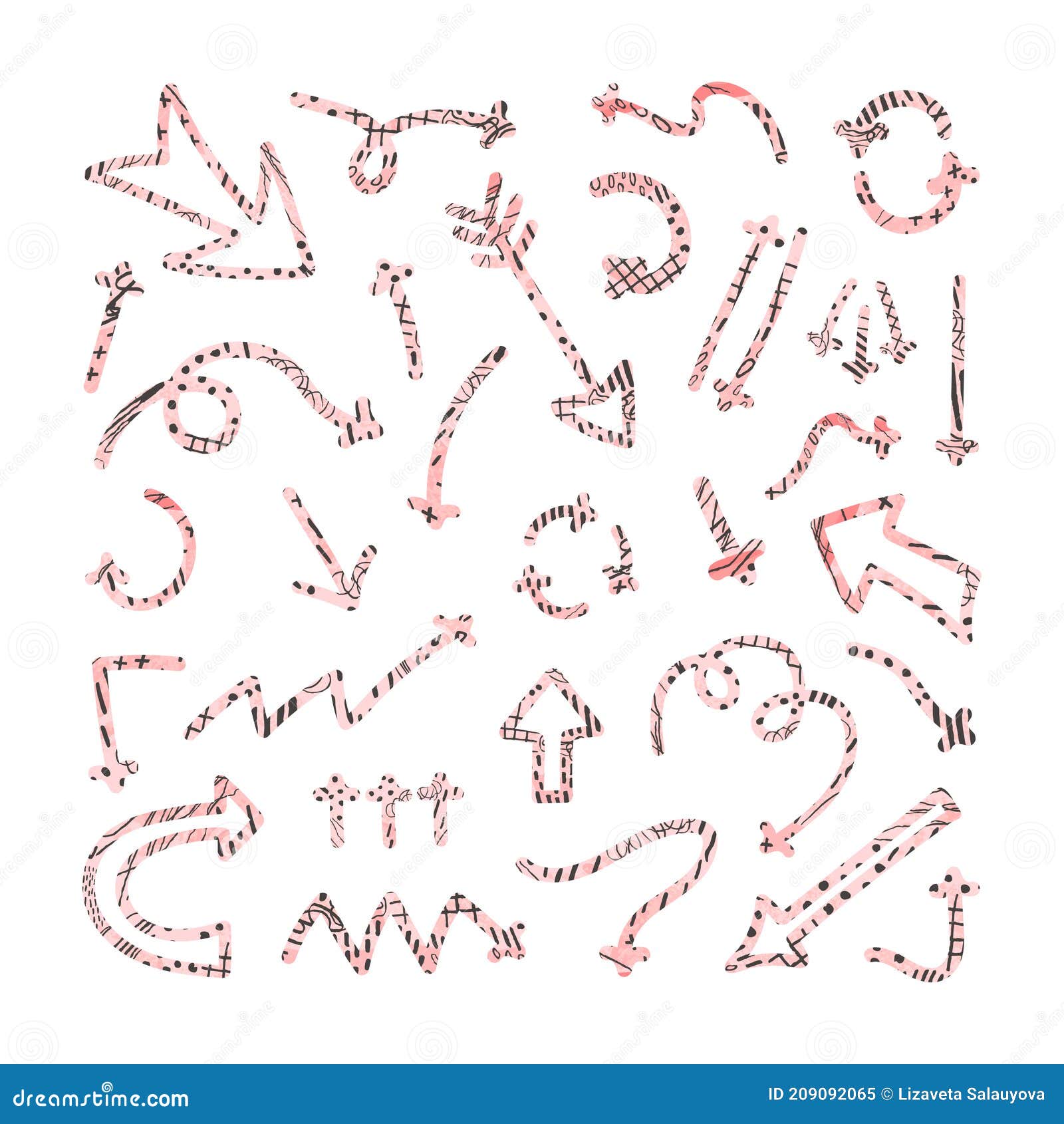 Colorful Abstract Set with Hand Drawn Arrows and Direction Pointers ...