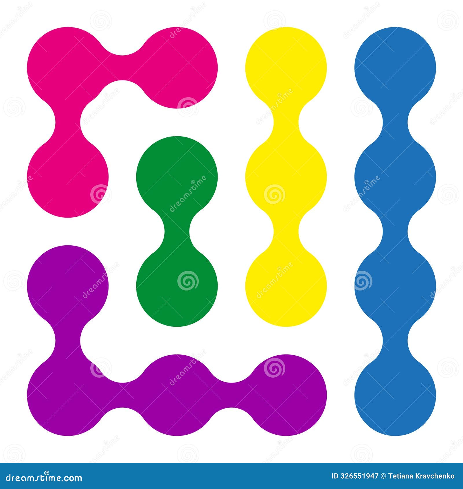 Colorful Abstract Shapes. Connected Circle Designs. Bright and Vibrant ...