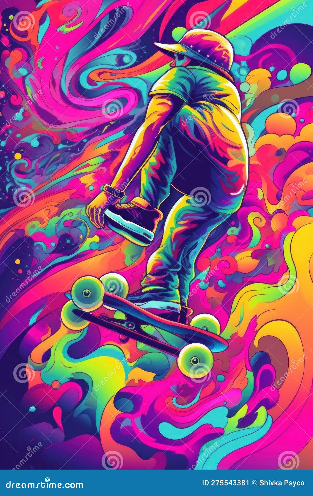 Colorful Abstract of Skating through Psychedelic Colors Generative AI ...