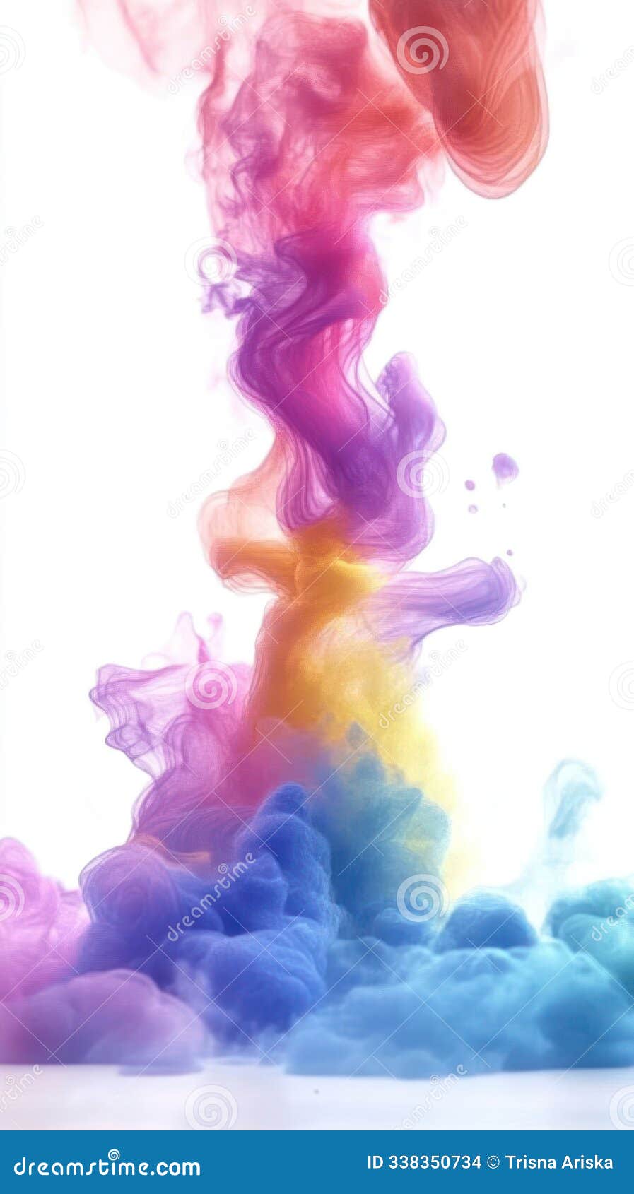 Colorful Abstract Smoke Swirling Upward Against a White Background ...