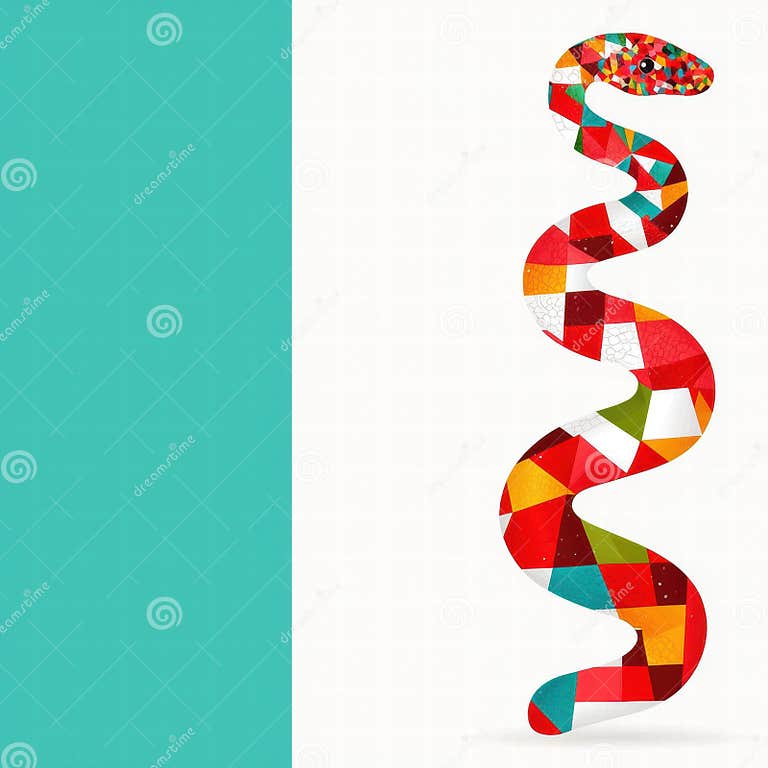 Colorful Abstract Snake Design with Geometric Patterns and Space Stock ...