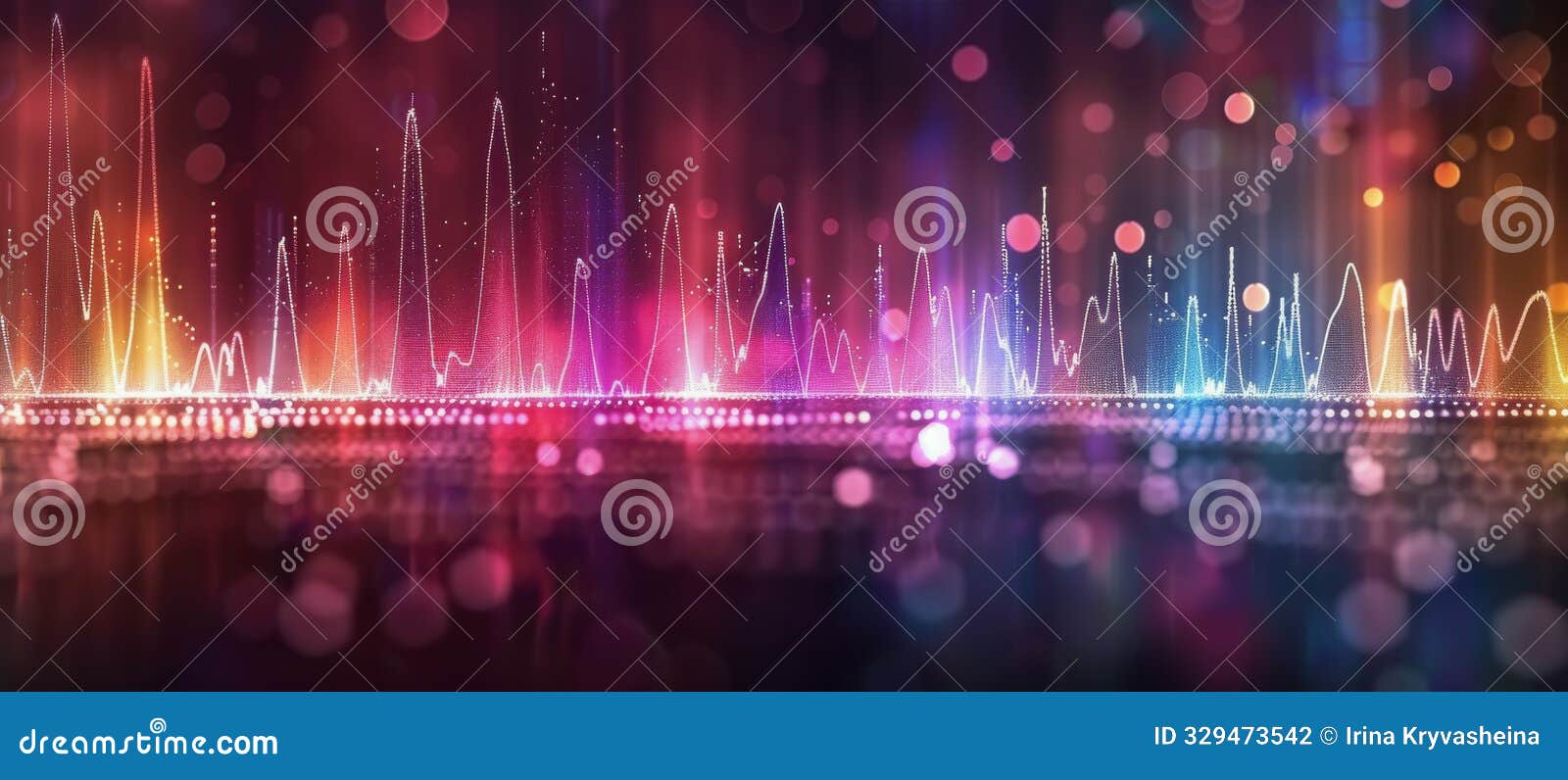 Colorful Abstract Soundwave Visualization with Sparkling Lights Stock ...