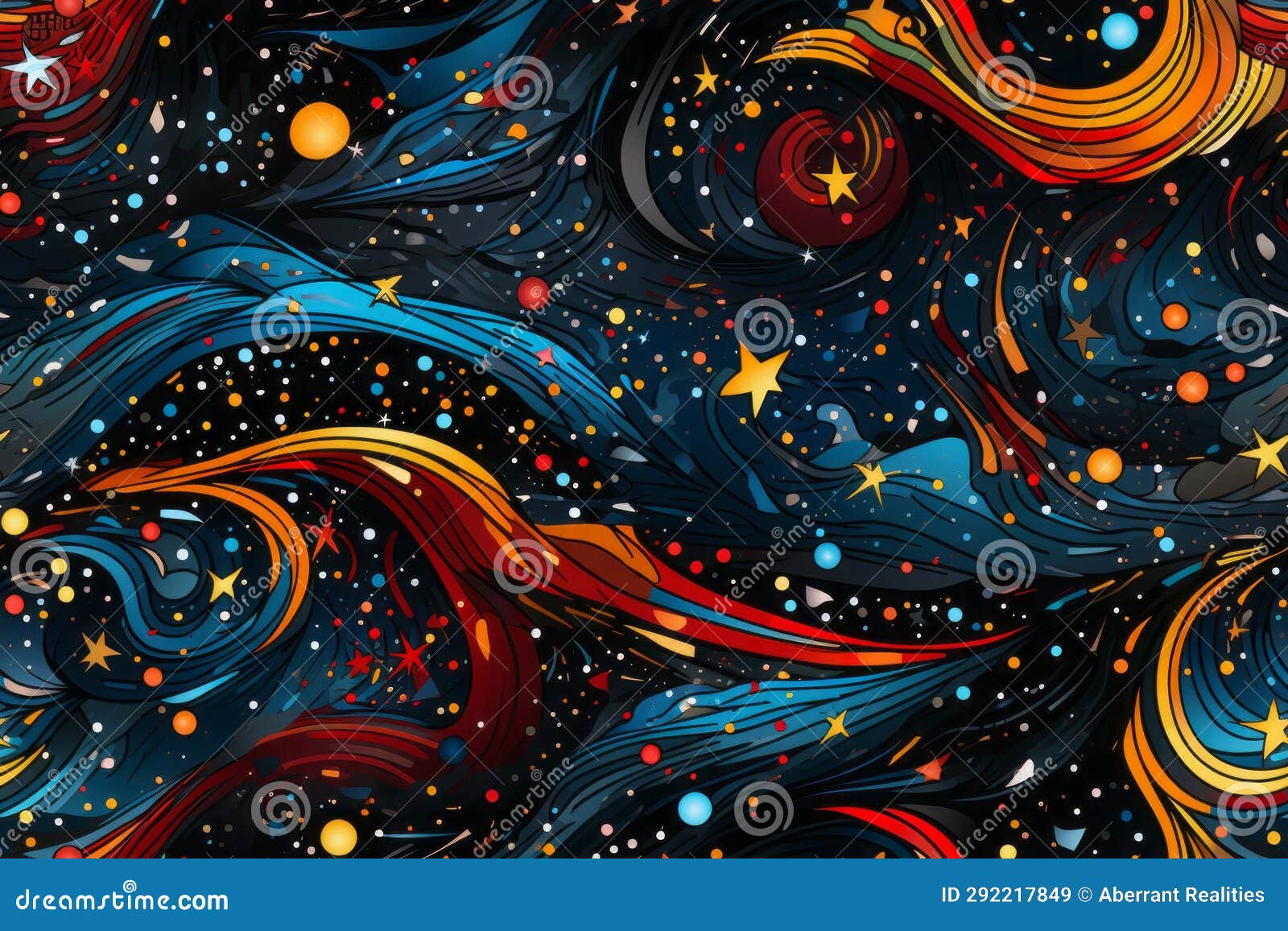 Colorful Abstract Space Background with Stars Planets and Swirls Stock ...