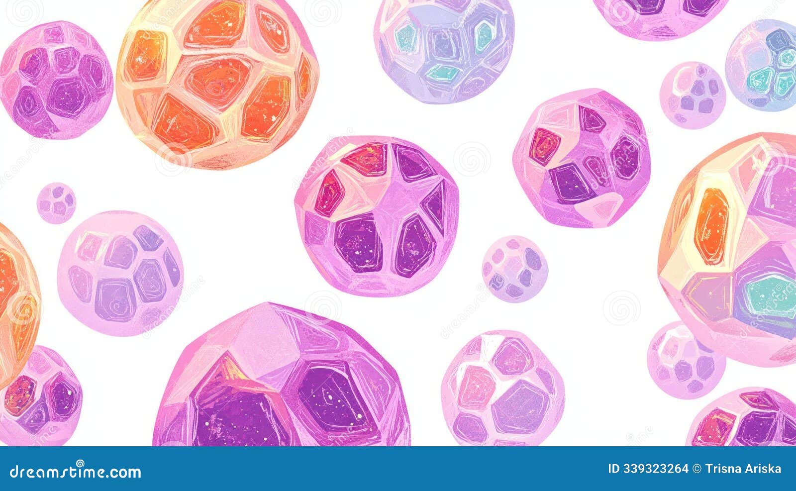 Colorful Abstract Spheres Resembling Cells or Molecules Floating in a ...