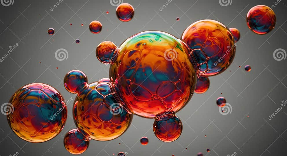 Colorful Abstract Spheres Suspended in Motion with Vivid Fluid Patterns ...