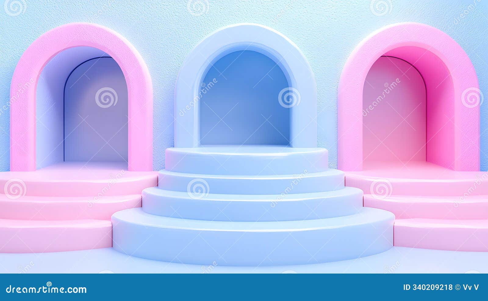 Colorful Abstract Stage with Arches and Steps Stock Illustration ...