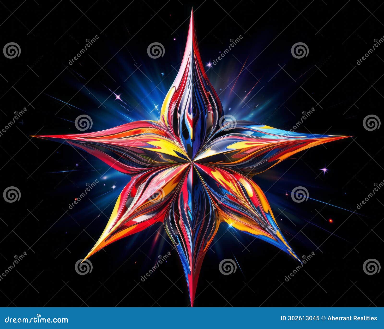 A Colorful Abstract Star on a Black Background Stock Illustration ...