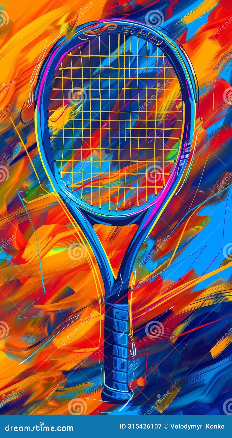 Colorful Abstract Tennis Racket Illustration Stock Illustration ...