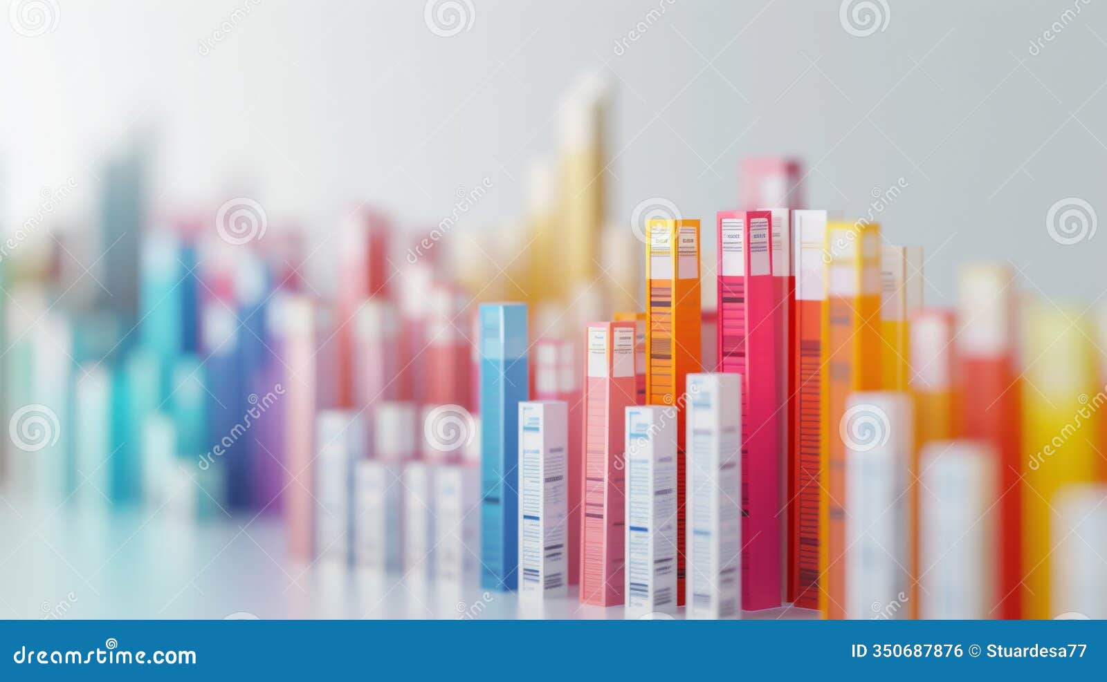 Colorful Abstract Tower Structures in Soft Focus on White Background ...