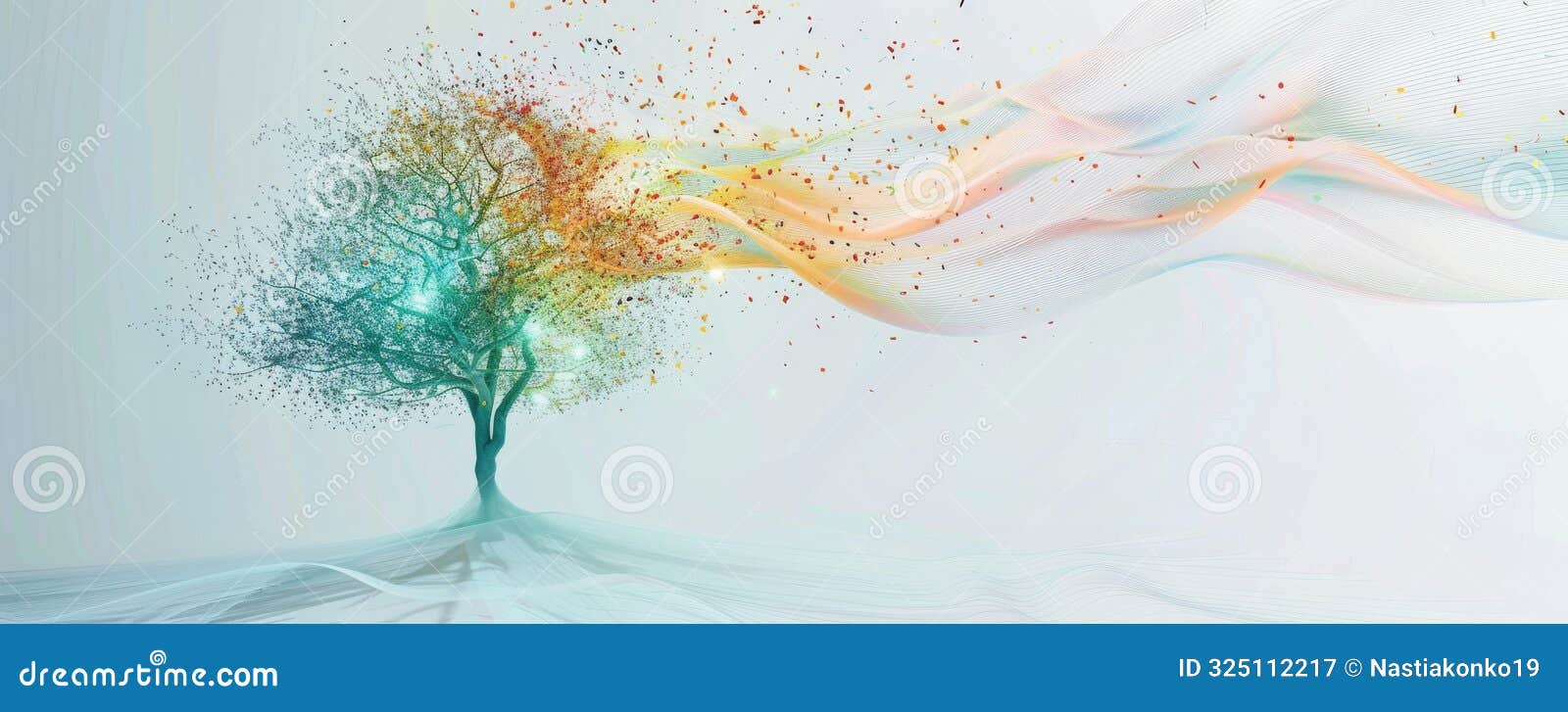 Colorful Abstract Tree with Flowing Particles on White Background Stock ...