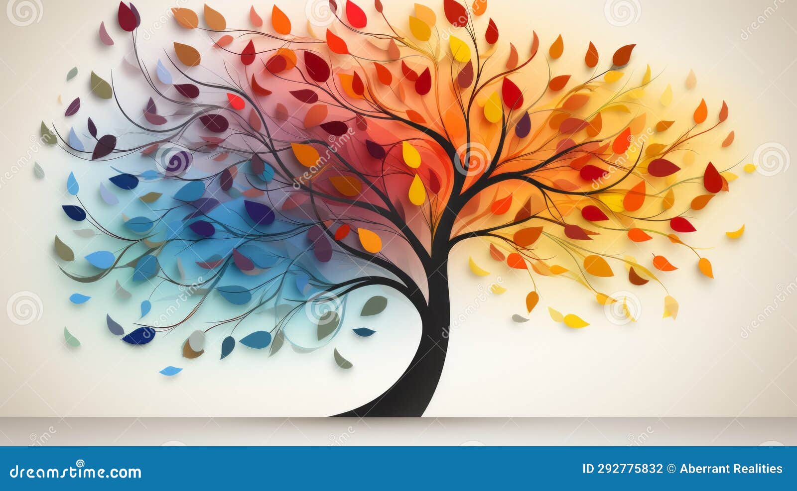 Colorful Abstract Tree with Leaves on a Beige Background Stock ...