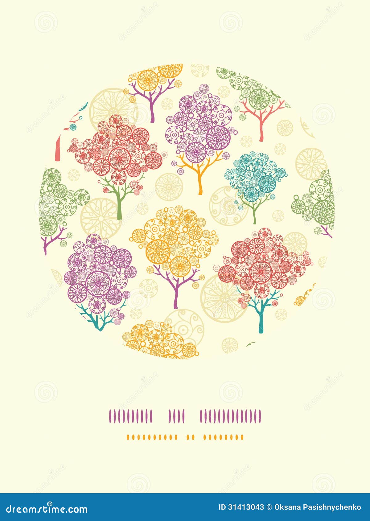 Colorful Abstract Trees Circle Decor Pattern Stock Vector ...