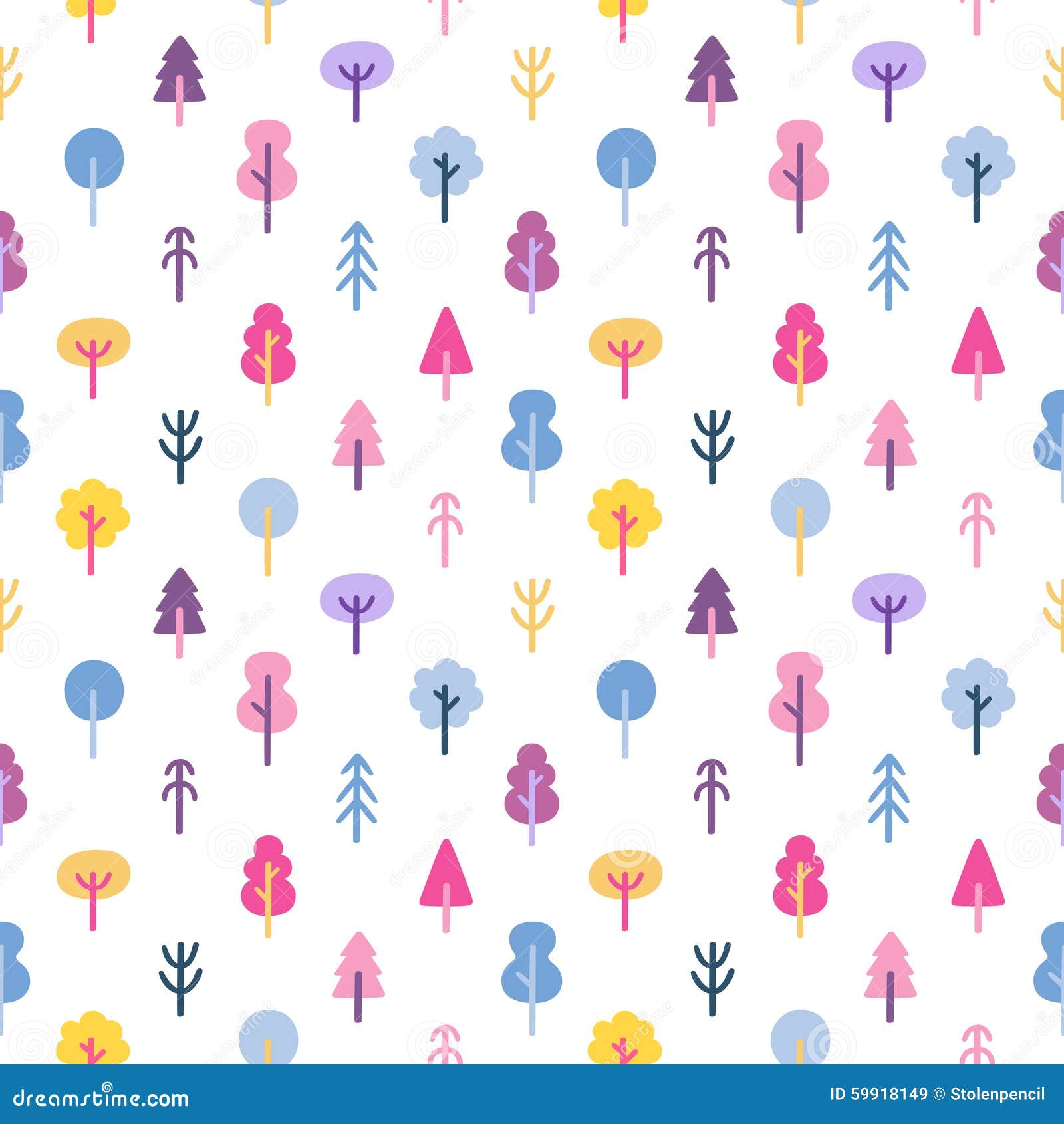 Colorful Abstract Trees Seamless Pattern Stock Vector Illustration Of