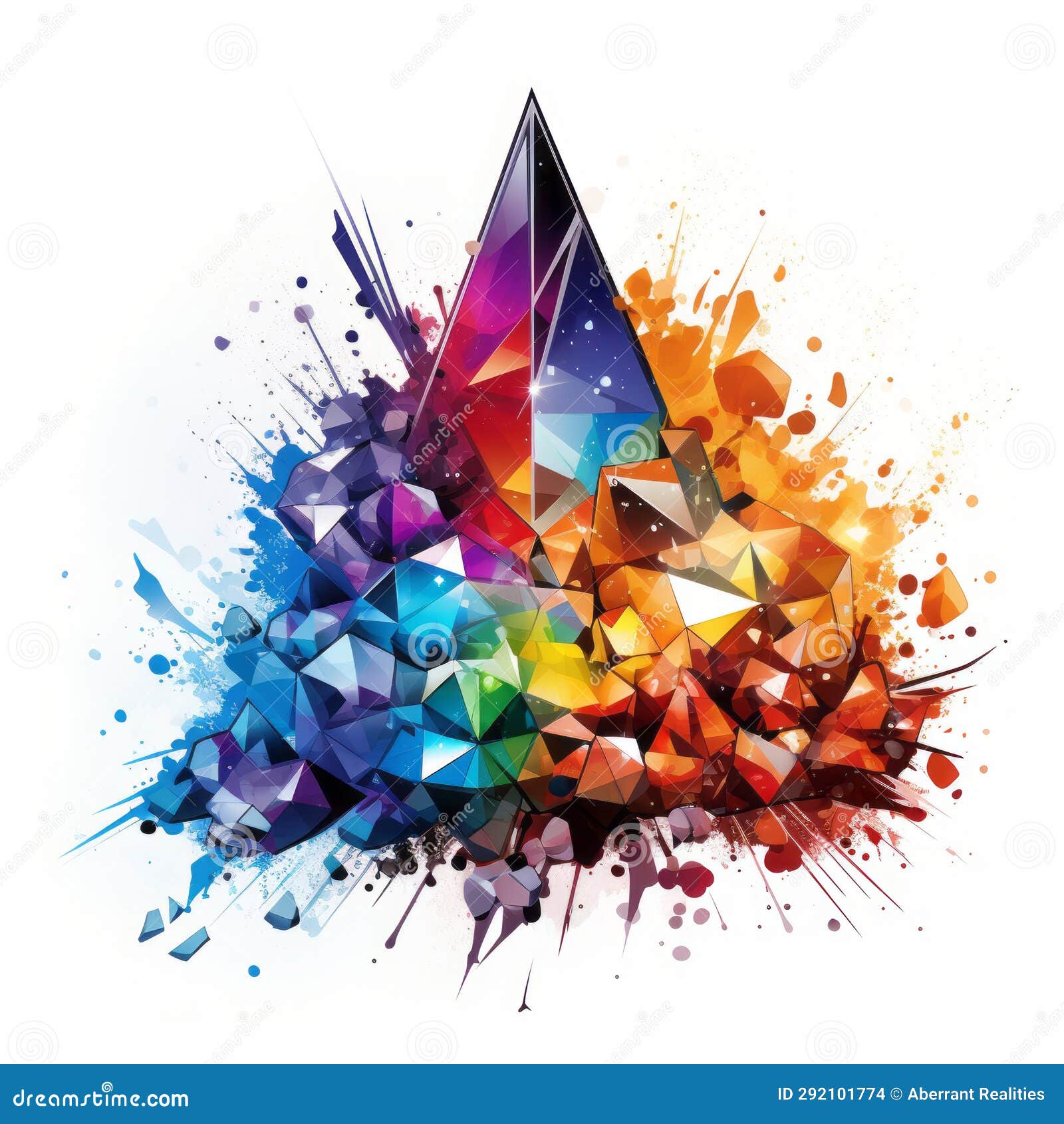 Colorful Abstract Triangle with Splashes of Paint on a White Background ...