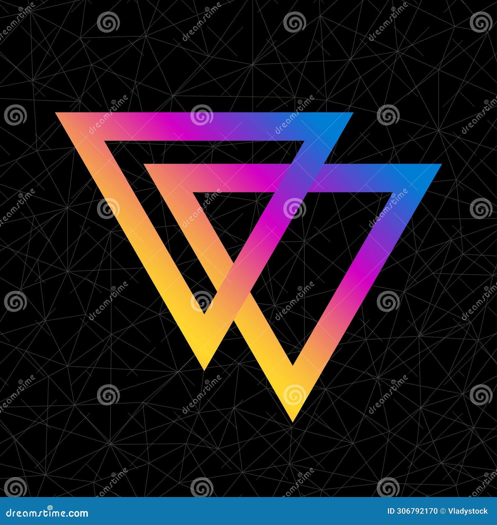 Colorful Abstract Triangles Logo Isolated on Black Background Stock ...