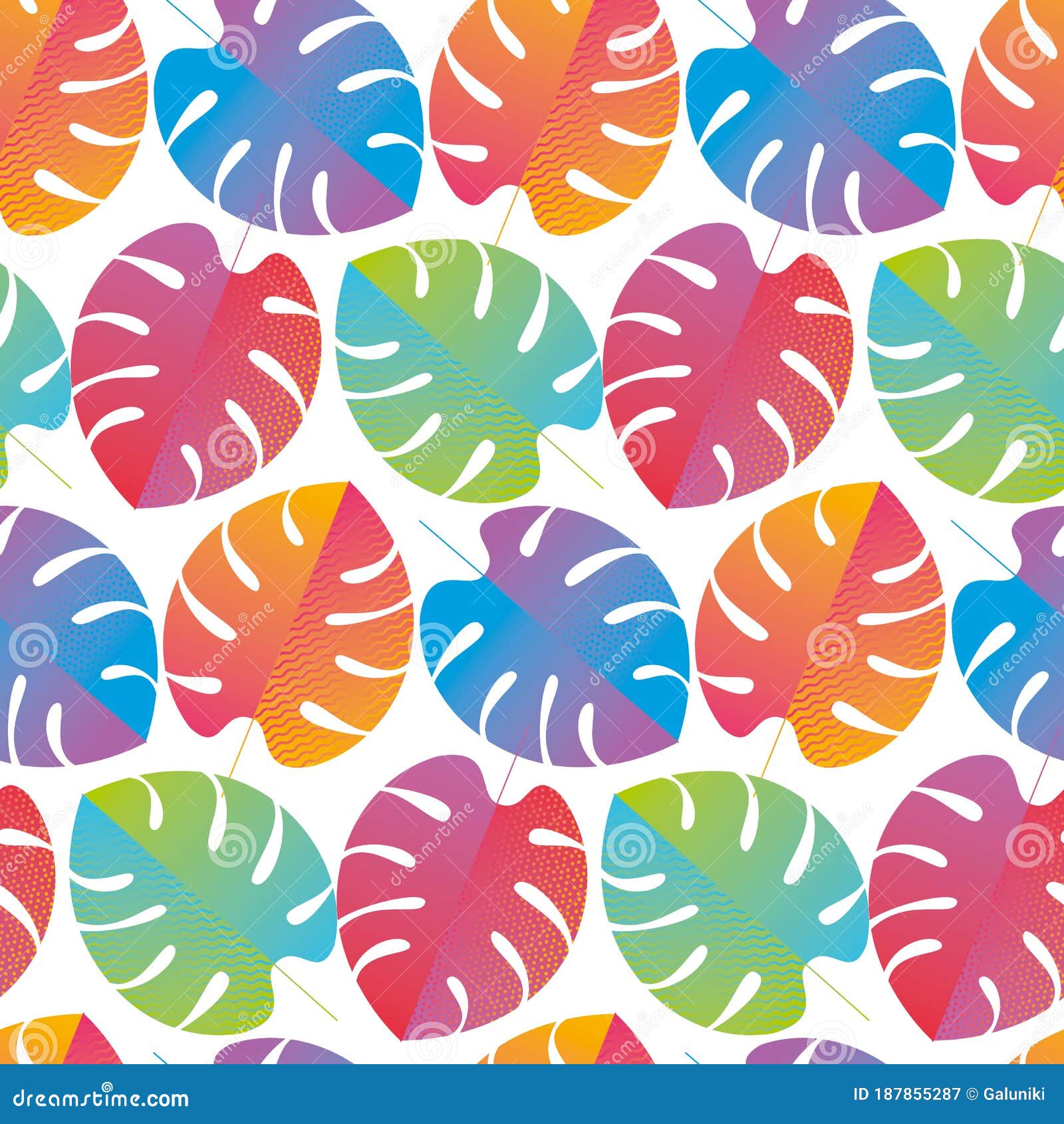 Colorful Abstract Tropical Monstera Pattern Stock Vector - Illustration ...