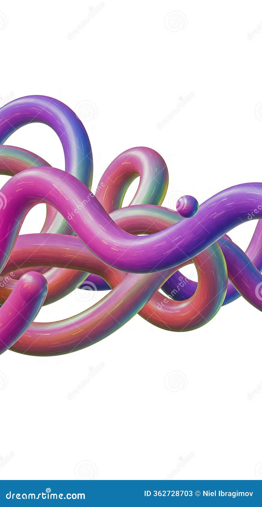 Colorful Abstract Twisted Tubes in Fluid Motion Against White ...