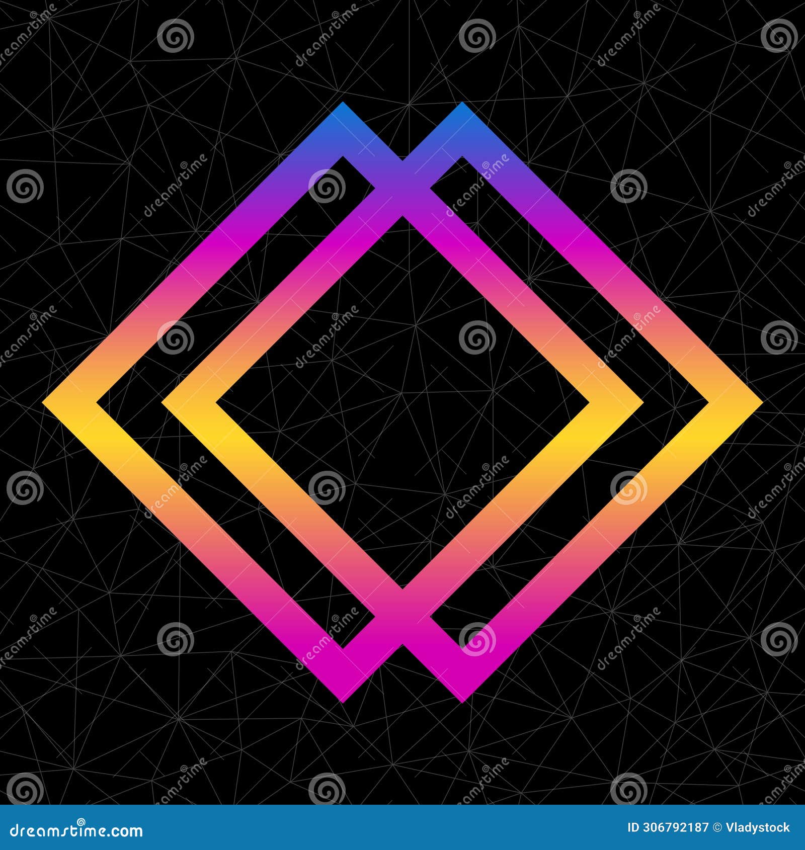 Colorful Abstract Two Rhombus Logo Isolated on Black Background Stock ...