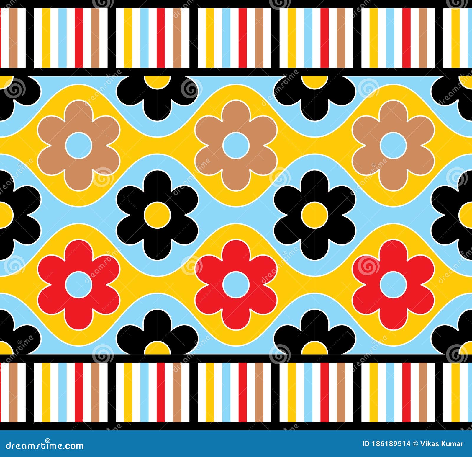 Colorful Abstract Vector Flower Line Border Design Stock Vector ...
