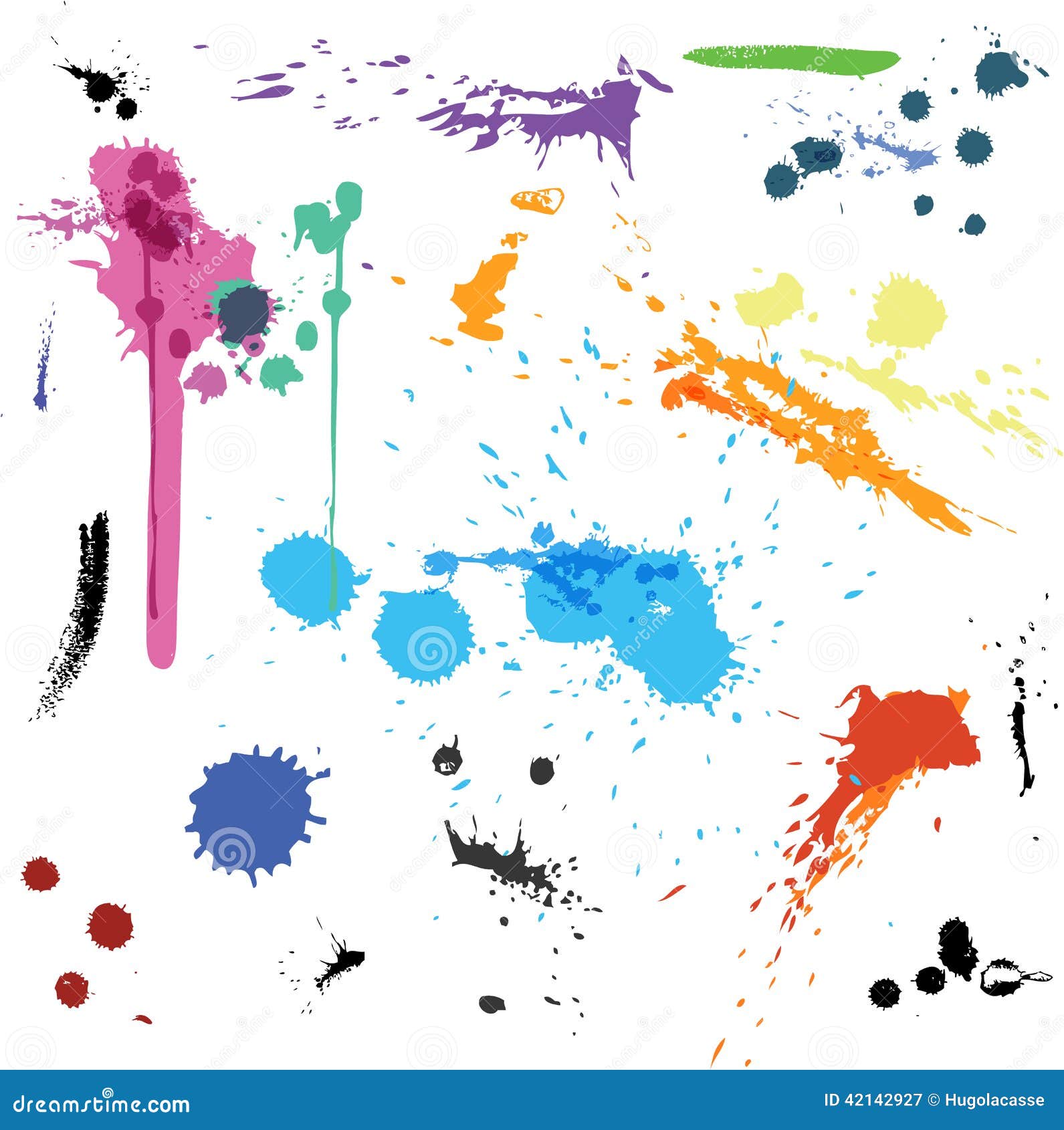Colorful Abstract Vector Ink Paint Splats Stock Vector - Illustration ...