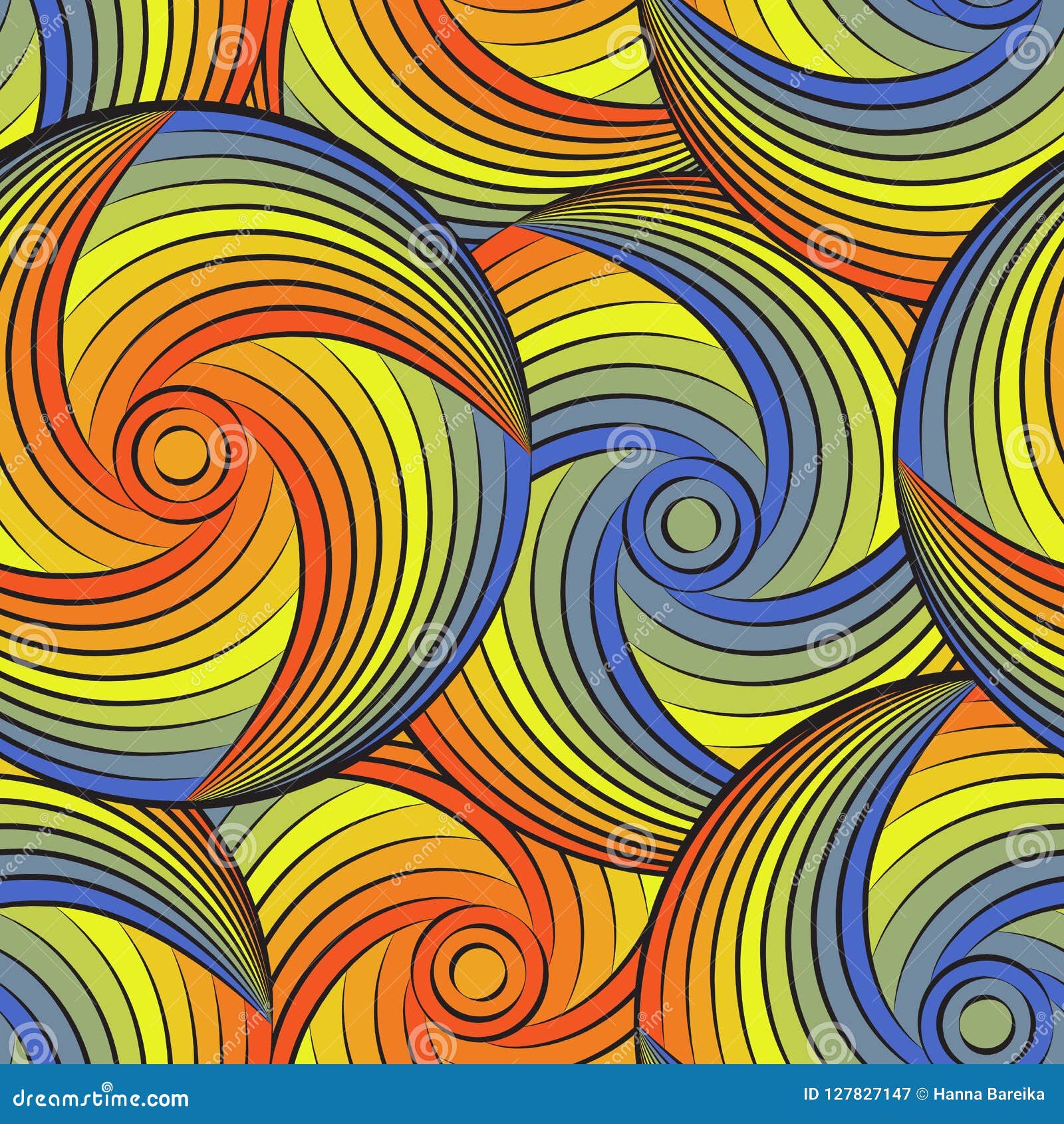 Abstract Vector Seamless Pattern. Geometric Curve Elements. Stock ...