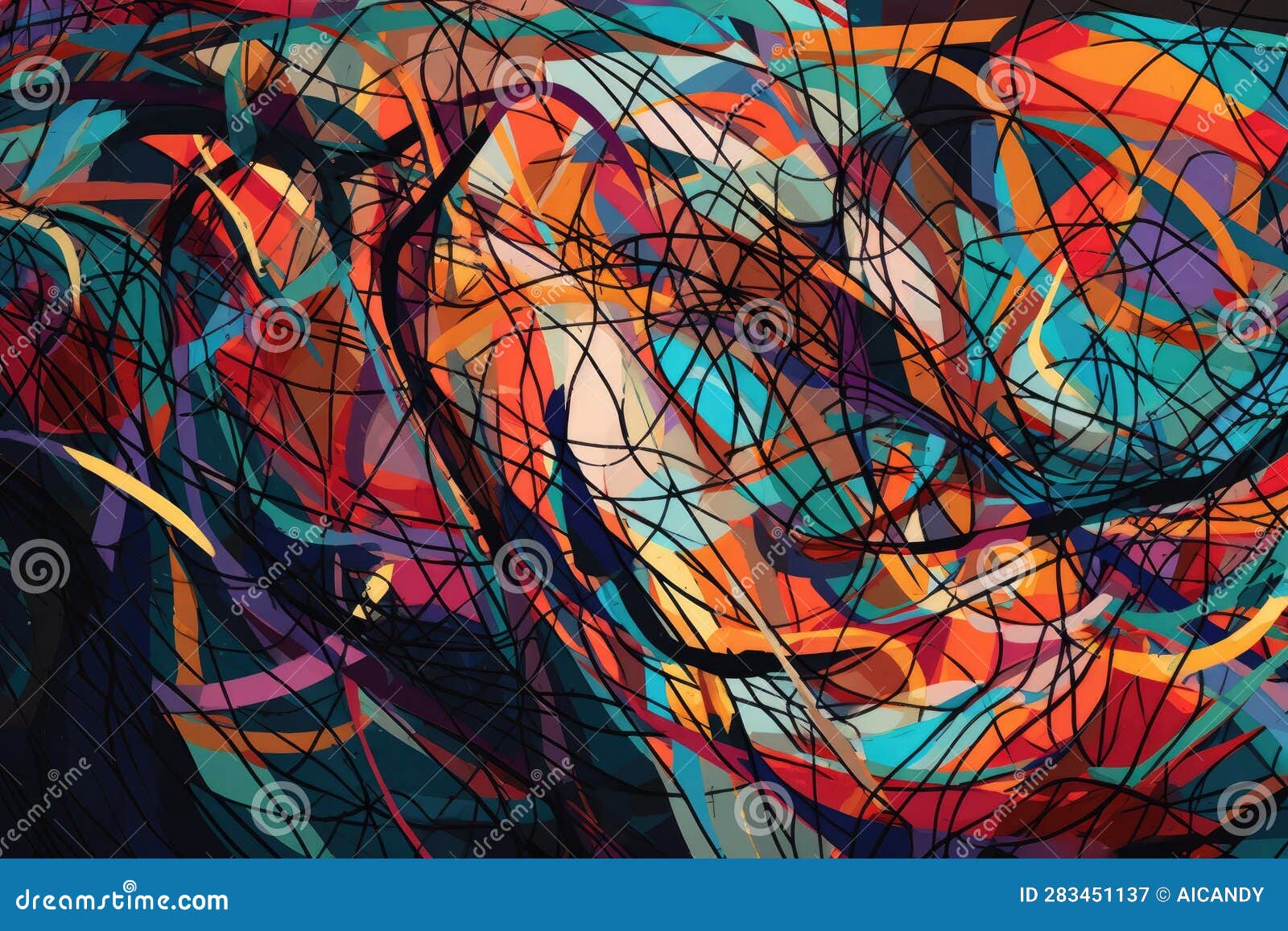 Colorful Abstract Wallpaper with Scribbled Lines Forming a Pattern of ...