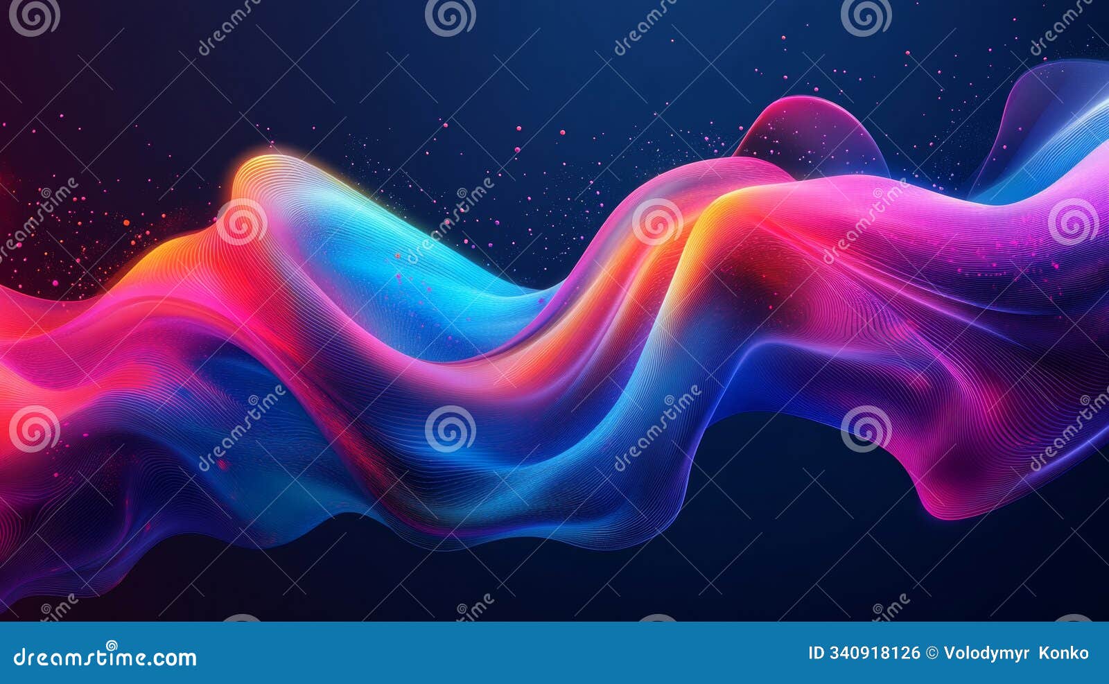 Colorful Abstract Wave with Digital Particles, Dynamic Energy Flow ...