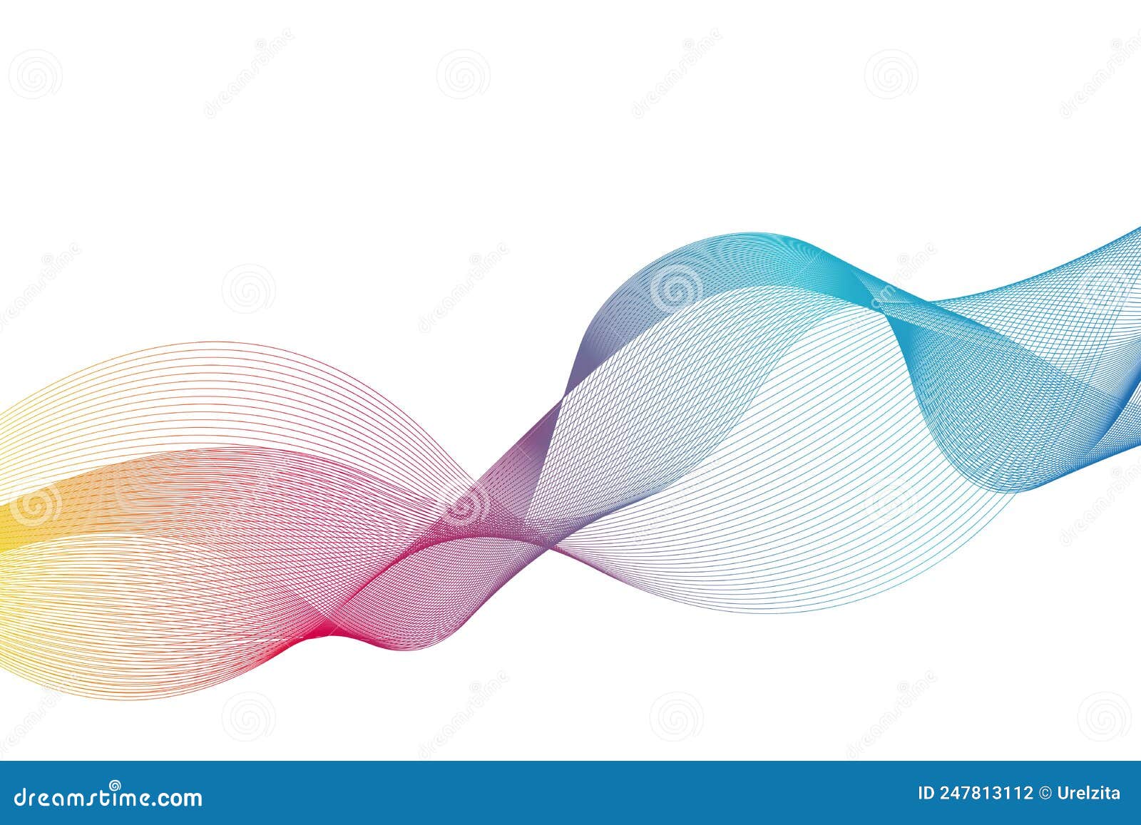 Colorful Abstract Wave Lines Simulating a Fluid Horizontally on a White ...