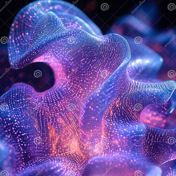 Colorful Abstract Wave Patterns with Glowing Particles. Stock ...