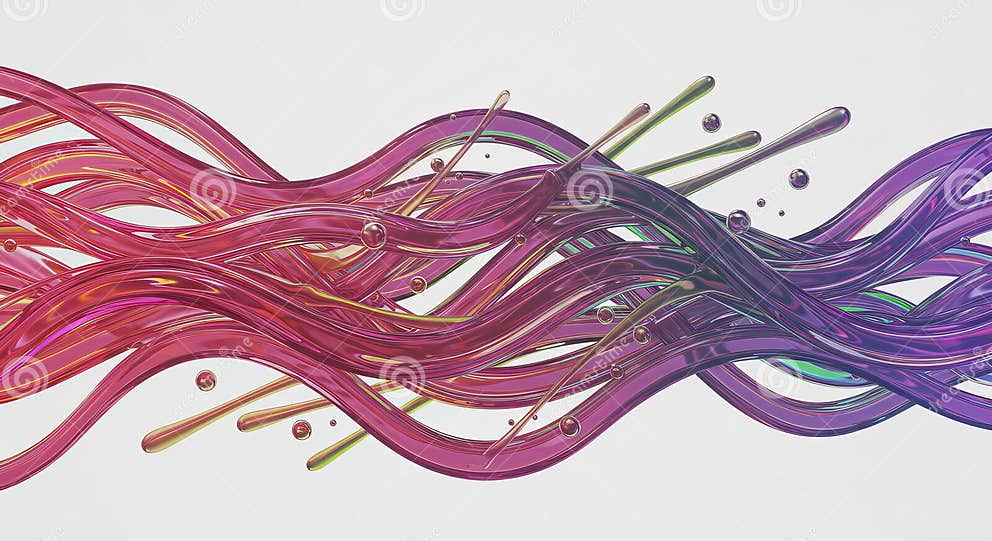 Colorful Abstract Wave Ribbons and Floating Bubbles in Dynamic Motion ...